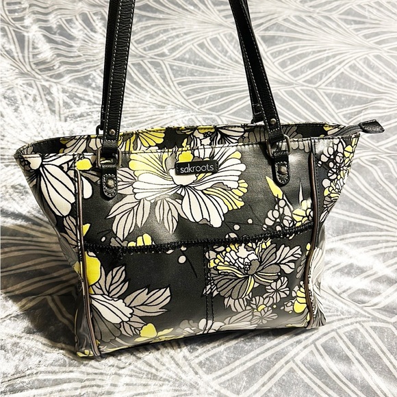 Sakroots | Bags | Sakroots Gray And Yellow Floral Blossom Metro Tote ...